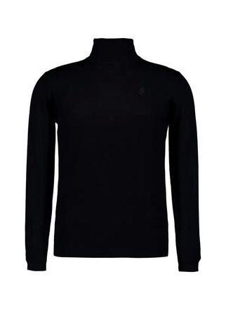 Karl Lagerfeld Herren Pullover schwarz Merinowolle unifarben