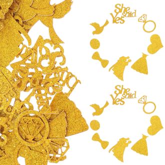 Valiclud Papierkonfetti Hochzeit Bunt Tischkonfetti mit Goldfarbenen Motiven Brautparty Deko Foto Requisite Bastelzubeh&ouml;r f&uuml;r Romantische Feier