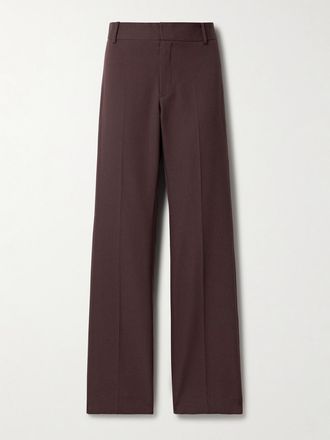 Nili Lotan Pantalon Droit En Serge De Laine Ivan - Bordeaux
