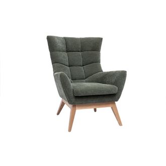 Miliboo Miliboo - Fauteuil scandinave en tissu effet velours vert kaki et bois clair brody