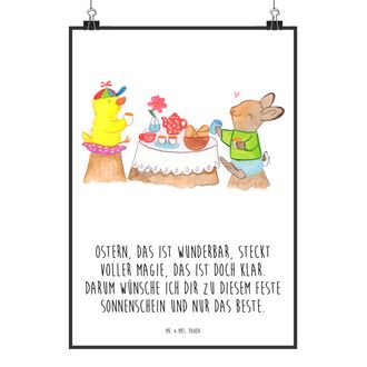 Mr. & Mrs. Panda Bild Ostern Fr&uuml;hst&uuml;ck DIN A4 - Geschenk, Fr&uuml;hling, wanddeko, Osterhase, kunstdruck poster, Ostereier, f&uuml;r Wand, Wandbild, Wandschmuck, Ostergr&uuml;&szlig;e