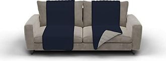 Italian Bed Linen Elegant Italian Bed Linen Doubleface Couchüberzüge Dunkel blau/Hell grau, 100% Mikrofaser, 60x190cm