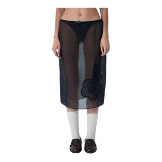 Cecilie Bahnsen Bambi Midi Rock - - Skirts - Damen - Schwarzk - 3XS