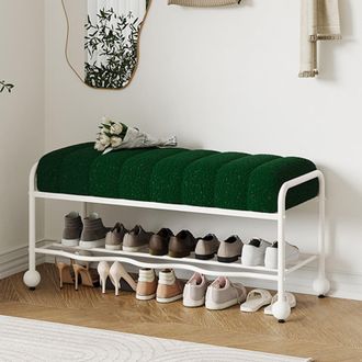 Generic Schuhregalbank mit Kaschmirkissen, Stabiler Rahmen aus Karbonstahl, Moderner, Einfacher Schuh-Organizer für Eingangsbereich, Schlafzimmer, Wohnzimmer,