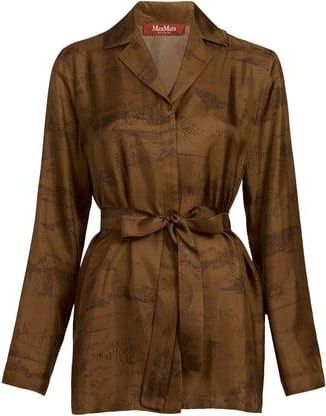 Max Mara Chemise droite ceintur&eacute;e &agrave; motif