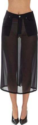 Erika Cavallini Semi Couture Femme, Jupes, Noir, Taille: 40 FR Jupe Longuette en Georgette