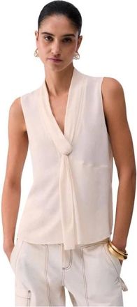 Liu Jo Femme, Tops, Beige, Taille: 46 FR Knot Front Top
