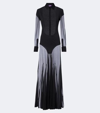 Jean Paul Gaultier Hemdblusenkleid aus Strick mit Seide