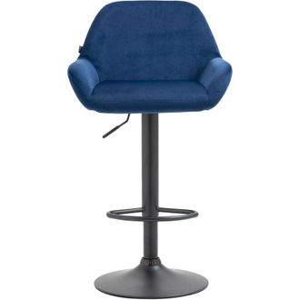 Clp Tabouret avec pied en acier noir et rev&ecirc;tement en velours diff&eacute;rentes couleurs colore : bleu