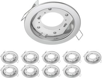 LEDs Com 10 Stück Deckeneinbauleuchte ZOBE, edelstahl matt, rund, 107mm Ø, 1x GX53 max. 25W