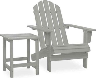 vidaXL Vidaxl - Chaise de jardin Adirondack avec table Bois de sapin Gris