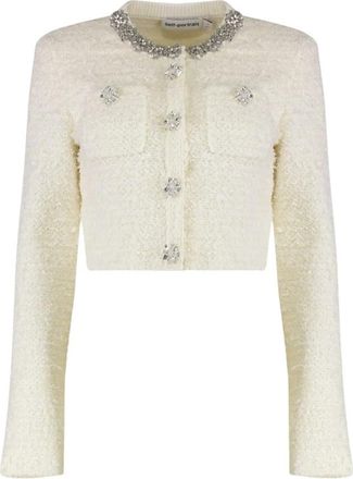 Self Portrait Verzierter Besatz-Strickjacke - - Jackets - Damen - Wei&szlig; - S
