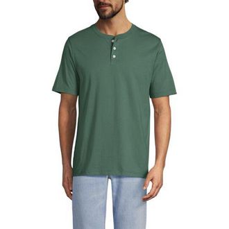 Lands End Kurzarm-Super-T Henleyshirt, Herren, Gr&ouml;&szlig;e:52-54 regular, Gr&uuml;n, Baumwolle, by Lands End