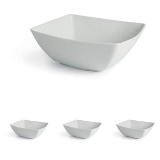 Excelsa White Home Quadratische Salatsch&uuml;ssel, 23 x 23 cm, Porzellan, Wei&szlig; (Packung mit 4)