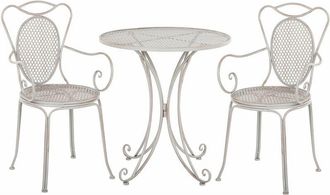 Beliani Bistroset grau Metall 2er Balkon Terrasse Garten romantisch