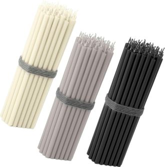 NKlaus 150x Stabkerzen Set 16 cm - d&uuml;nne Kerzen in Creme, Grau, Schwarz - tropffrei & ru&szlig;frei - Deko f&uuml;r Tisch, Events, Hochzeiten, Gastronomie & Feiern 4075