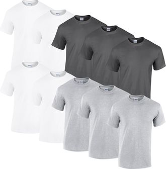 Gildan 10 T Shirts Heavy Cotton M L XL XXL 3XL 4XL 5XL Diverse Farben ausw&auml;hlbar (XL, 4weiss/3sport Grey/3dark Heather)