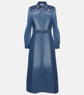 Chloé Chloé Besticktes Hemdblusenkleid aus Denim