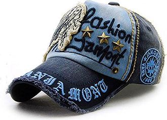 Generic Casquette de baseball brod&eacute;e &agrave; fleurs en denim pour femme, bleu, Taille unique