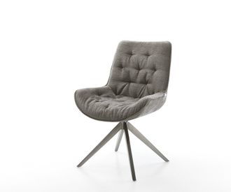 DELIFE Drehstuhl Taimi-Flex Boucl&eacute; Soft Schlamm Kreuzgestell breit Graphit 360&deg; drehbar Wippfunktion, Esszimmerst&uuml;hle