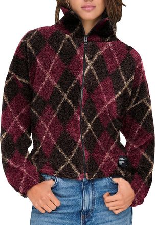 Only Damen Onleline Life L/S Zip Teddy SWT, Black Coffee, XL