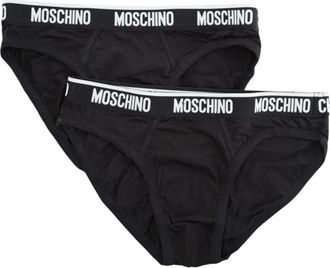 Moschino Homme, Sous-v&ecirc;tements, Noir, Taille: 2XL Slip Elastico Logato Bi-Pack