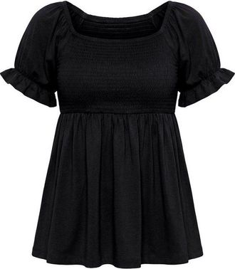 Miamoda T-Shirt T-Shirt A-Linie gesmoktes Top Halbarm