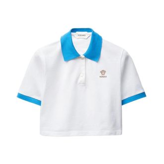 Versace Polo court &agrave; logo - Femme - Tops - Blanc - Taille: 40 FR