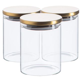 Argon Tableware Scandi -Aufbewahrungsgl&auml;ser Mit Metallic Deckel - 750ml - Gold - Pack Von 3