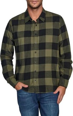 Riverso Chemise de Loisirs RIVArne - Coupe Droite - en Flanelle - Manches Longues - Gris, Marron, Jaune, Rouge, Vert - S - 5XL - 100% Coton - Ivy Green (12400