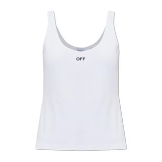 Off-white Ripp-Top mit besticktem Logo - - Tops - Damen - Wei&szlig; - M