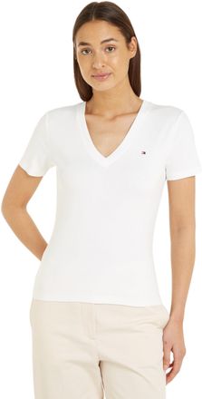 Tommy Hilfiger Damen T-Shirt Kurzarm New Slim Cody V-Ausschnitt, Wei&szlig; (Ecru), XL