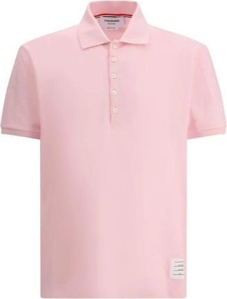 Thom Browne Homme, Tops, Rose, Taille: XL Polo Classique en Maille Manches Courtes