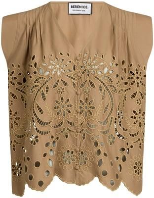 BERENICE Top sans manches brod&eacute; en coton