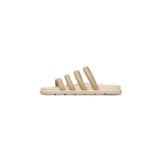 Loriblu Flache gestreifte Sandalen aus Kalbsleder - - Shoes - Damen - Beige - 39 EU