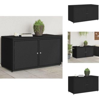 vidaXL Gartenschrank Schwarz 110x55x60,5 cm Poly Rattan - Outdoor-Schrank - Gartenschrank - Stauraum - Gartenorganisation - Wetterfest