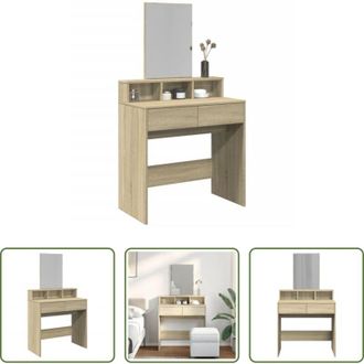 vidaXL Schminktisch Sonoma-Eiche - Schminktisch mit Spiegel Sonoma-Eiche 80x41x144,5 cm