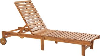 Beliani Gartenliege Akazienholz Heller Holzfarbton klappbar verstellbar Pietralunga