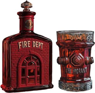 Generic Whiskey-Set im Feuerwehr-Design, Dekanter und Gl&auml;ser, Feuerwehrwagen-Form, Whiskeyspender for K&uuml;che, Bar, B&uuml;ro, Sammlerobjekt