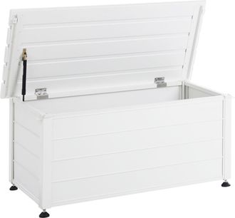 Beliani Gartentruhe 190L Aluminium wei&szlig; wasserfest Kissenbox Auflagenbox Campalto
