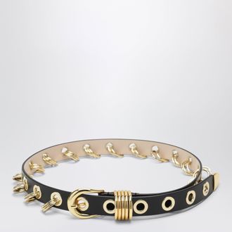 D&eacute;hanche Revenge G&uuml;rtel schwarz/gold aus Leder mit Metall&ouml;sen
