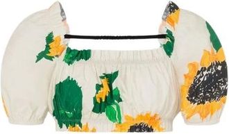 Moschino Femme, Tops, Multicolore, Taille: 42 FR Crop Top Imprim&eacute; en Popeline de Coton