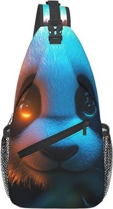 Generic Sac &agrave; dos &agrave; bandouli&egrave;re motif panda rouge et bleu pour homme