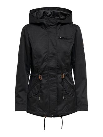 Only Damen &Uuml;bergangs-Jacke ONLLorca Canvas Parka mit Kapuze 15216452, Schwarz,XXL