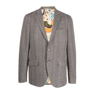 Etro Herringbone Tonal Striped Blazer - - Jackets - Herren - Grau - L
