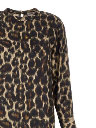 Alberto Biani Jaguar-Print Silk Dress - Black