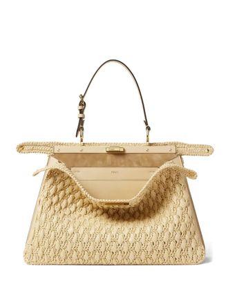 Fendi Peekaboo Tote Bag mit Webmuster - Nude