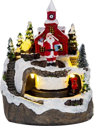 Valiclud Weihnachtsdorfhaus mit LED Musiklicht und Zug Leuchtende Tischdekoration aus Resin Weihnachtsdeko f&uuml;r Schreibtisch und Kamin