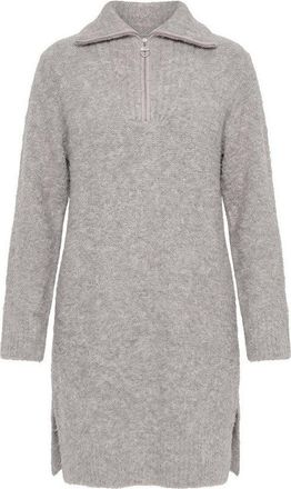 Ulla Popken Midikleid Strickkleid A-Linie Troyerkragen Langarm