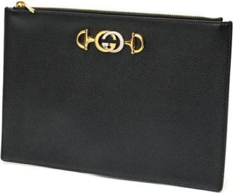 Gucci unisex, Pre-owned, Noir, Taille: ONE Size Pochette en cuir Pre-owned